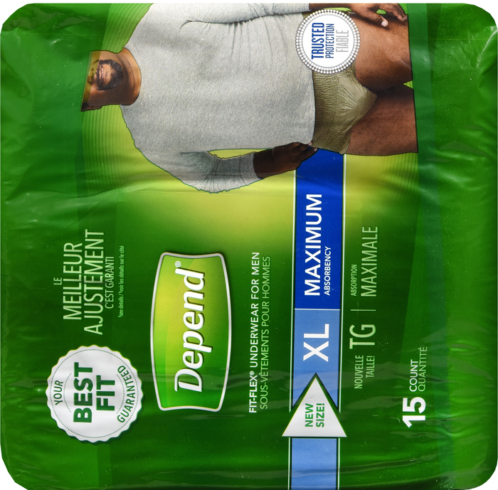Depend Underwear Max Abs Xlrg Men Under Guarment 2X15 By Kimberly Clark USA