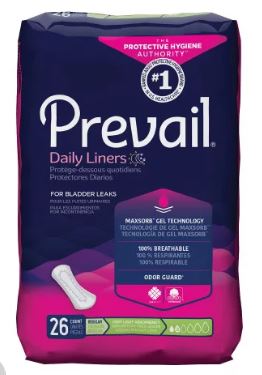 Prevail ontinence Liner Prevail 7-1/2 h Length Light Absorbency Quick Wic