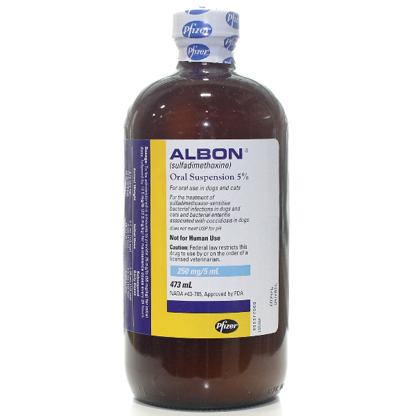 Albon Susp. 5% 473ml (16 oz .) 473ml Ssp By Zoetis Pet Rx(Vet)