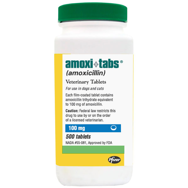 Amoxi Tabs 100mg 500 Tab By Pfizer Pet Rx(Vet) M500