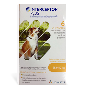 INTERCEPTOR PLUS DOG 25-50LBS 6 TAB by NOVARTIS PET RX(Vet)