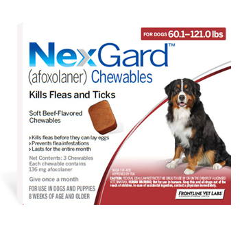 Nexgard Dog 60.1-121 Lbs 3 Tab By Merial Pet Rx(Vet)