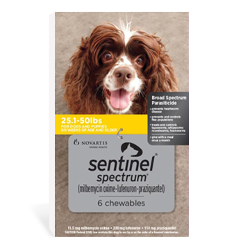 Sentinel Spectrum Chew 25.1-50 6 Tab By Novartis Pet Rx(Vet)