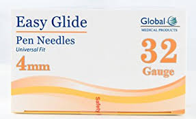 Global Medical Pen Needles 32G X 4mm (5/32) Box Of 100