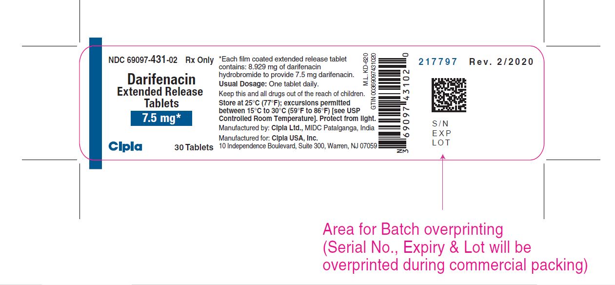 Rx Item-Darifenacin 7.5Mg ER Tab 30 By Cipla Pharma Gen Enablex Exp 4/23