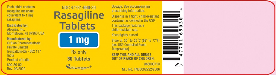 Rx Item-Rasagiline Mesylate Generic Azilect 1Mg Tab 30 By Alvogen Gen ...