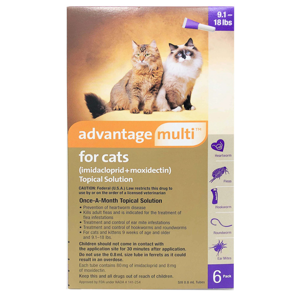 Advantage Multi Cat 9.1-18lb imidacloprid, moxidectin sol By Elanco Pet ...