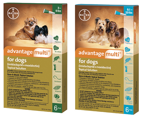 Advantage Multi Dog - ludes 2Pk(3-9# Green) & 4Pk(9-20# Teal) Bayer Acct R