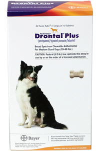 Drontal Plus Taste Tabs (Medium Dog) 68mg B40 By Bayer D