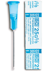 Needles Hypodermic 25G X 5/8 Plastic Hub (Blue) BD B100 By Becton ...