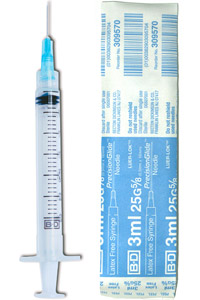 Syringes (BD Medical ) 3cc Lock Tip (Blue Hub) 25G X5/8 Precision Glide ...