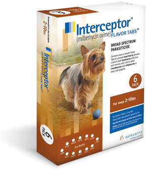 Interceptor (Brown) 2-10# Canine 2.3mg - 10 X6-Dose Bx10 By Elanco(Vet)