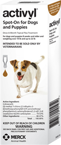 Activyl 0.77ml Small Dogs (14-22Lbs) Brown 22 X1-Dose B22 By Merck ...