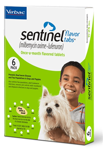 Sentinel Flavor Tablets (Green) 11-25Lbs Canine - Sold By Box = 6 Tab ...