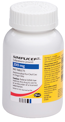 Simplicef (Cefpodoxime Proxetil) Antimicrobial for Dogs 200mg 100 tab ...