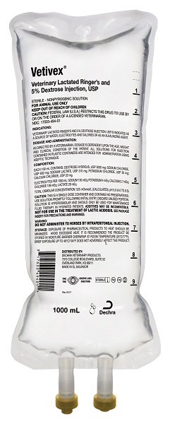 Veterinary Lactated Ringer's & Dextrose 5% Injection USP 1000ml Cs12 By ...