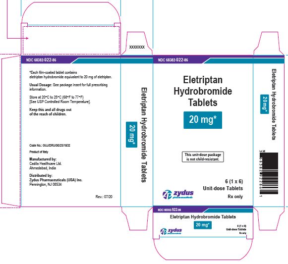 Rx Item-Eletriptan Generic Relpax 20Mg Tab 6 By Zydus Pharma Gen Relpax