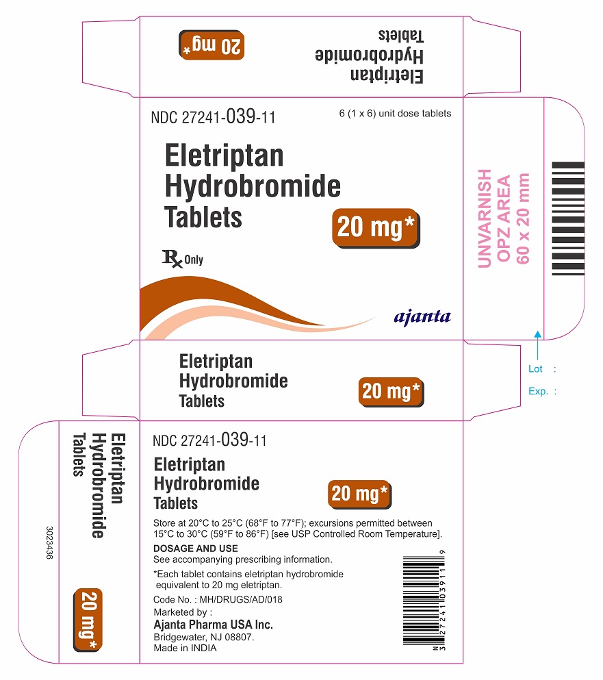 Rx Item-Eletriptan Generic Relpax 20Mg Tab 6 UD By Ajanta Pharma Gen Relpax