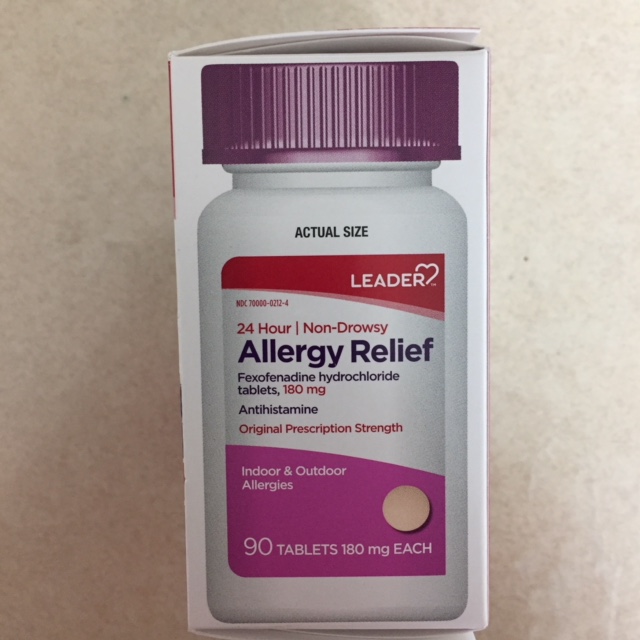 Leader Brand Fexofenadine Gen Allegra 180mg Tablet 90 Count Generi