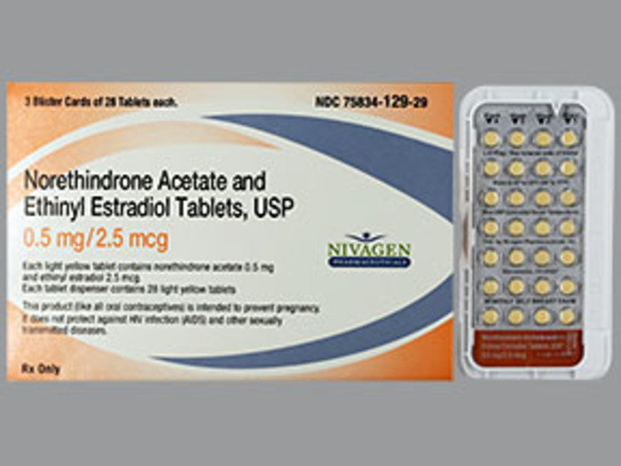 Rx Item-Norethin-Eth Estra 0.5Mg-2.5Mcg Tab 3X28 By Nivagen Pharma FYAVOLV