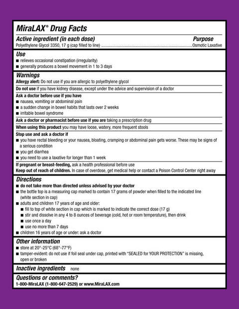 Miralax Powder Laxative 68 Doses