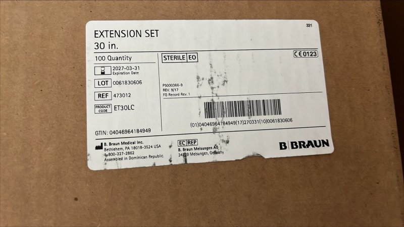 B.Braun Peripheral Extension Sets 473012 One Case