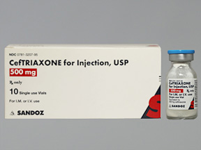 Rx Item-Ceftriaxone 500mg Vial By Sandoz Pharma 10X15ml Gen Rocephin