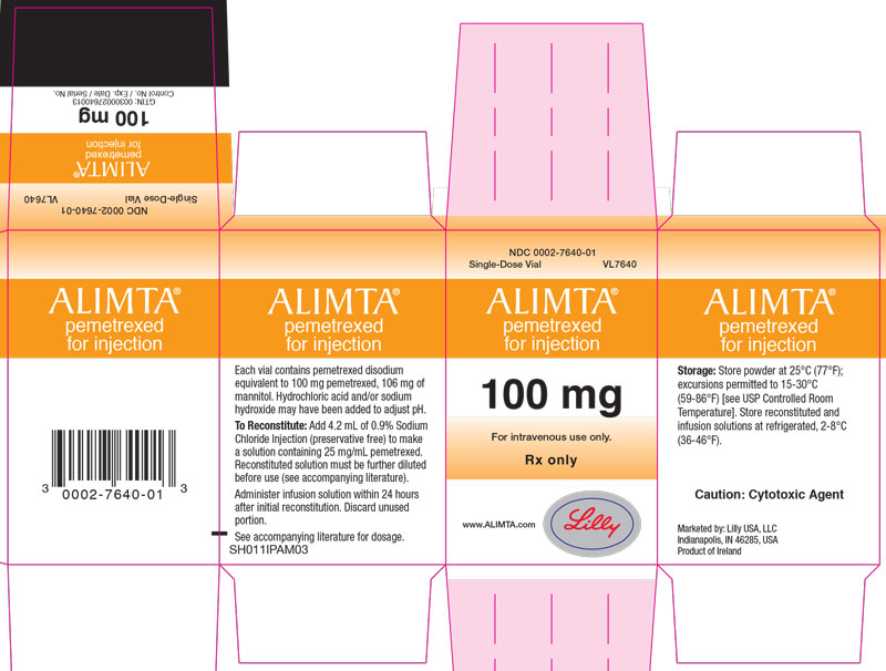 Rx Item-Alimta 100MG Single Dose Vial by Lilly Eli & Co USA