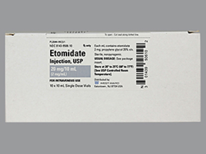 RX ITEM-Etomidate 20 Mg Single Dose Vial 10X10 Ml By Westward Pharma
