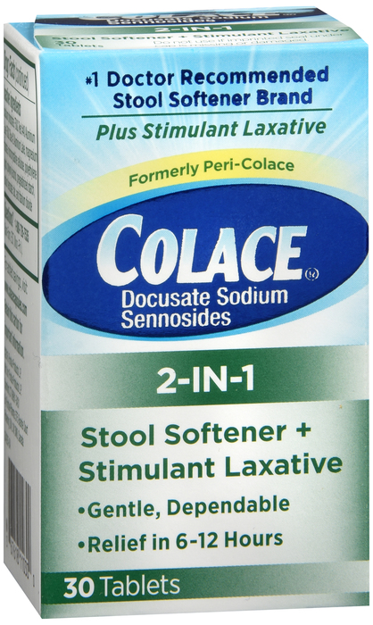 Colace 2-In-1 Tablets 30 Count By Emerson Healthcare