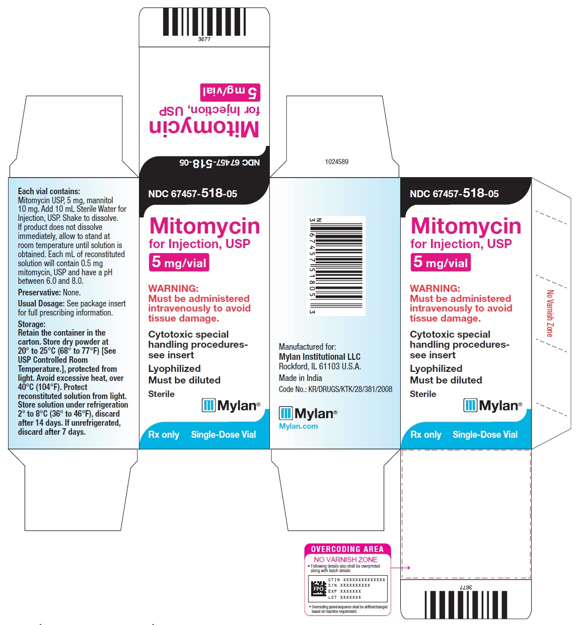 Rx Item-Mitomycin 5Mg Vial By Mylan Pharma Gen Mutamycin