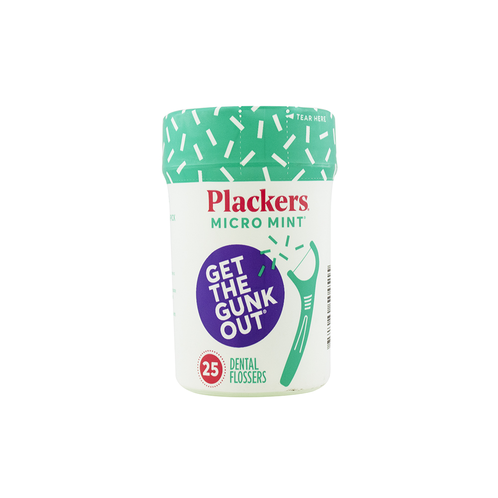 Case of 24-Plackers Flossers Micro Mint 25 Count Travel Cup (Horz Srt)