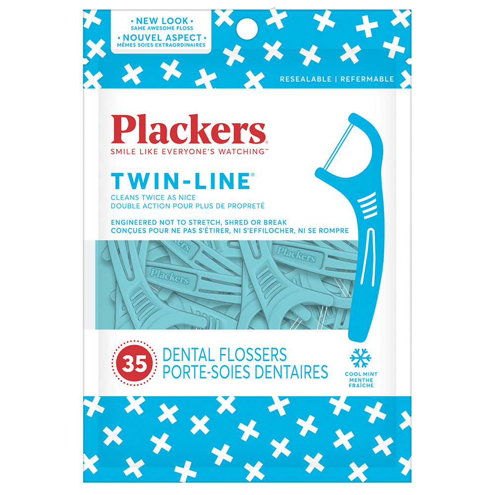 Case of 24-Plackers Flossers Twin Line Mint 35 Count