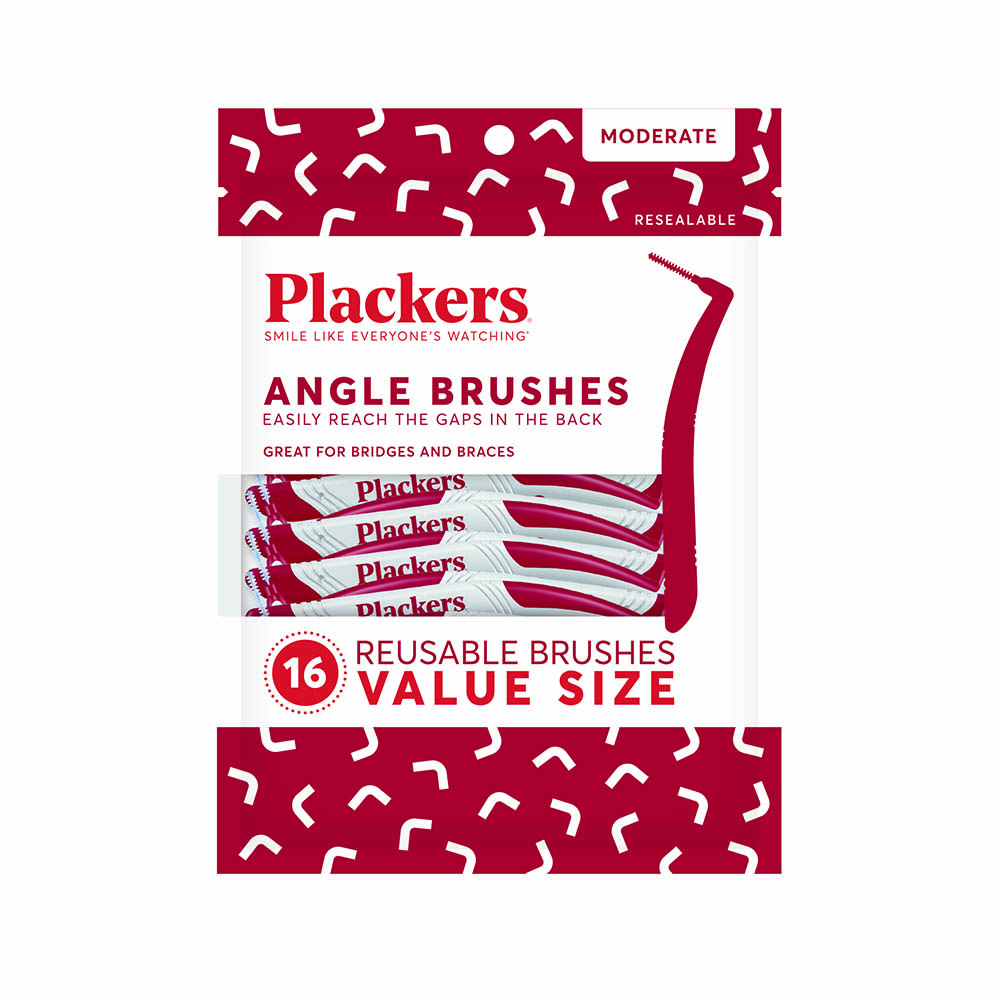 Plackers® Interdental Angle Brush, Right Angle 16 Count Case Of 72