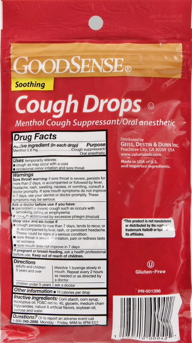 Good Sense Cough Drops Cherry 30 Count Case Of 24