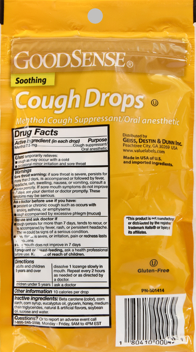 Good Sense Cough Drops Honey Lemon 30 Count