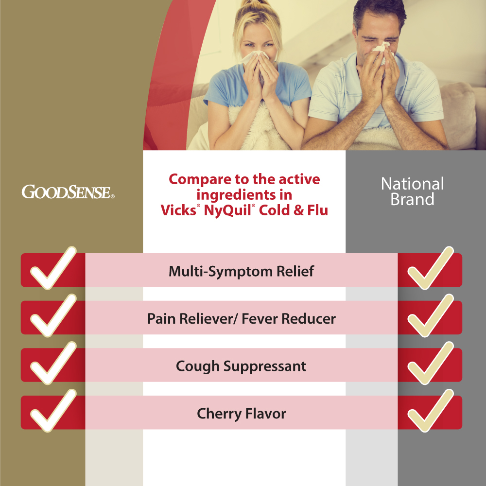 Good Sense Night Time Cold & Flu Multi Symptom Cherry 12 oz