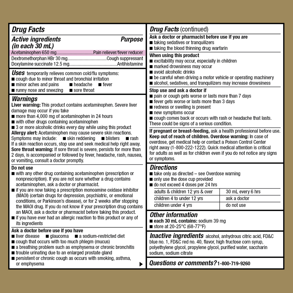 Good Sense Night Time Cold & Flu Multi Symptom Cherry 12 oz