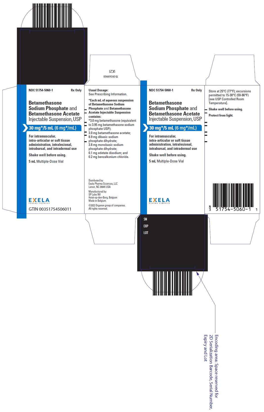 Rx Item-Betamethasone Acetate-Betamethasone 6mg/ml Vial 5ml by Exela Pharma