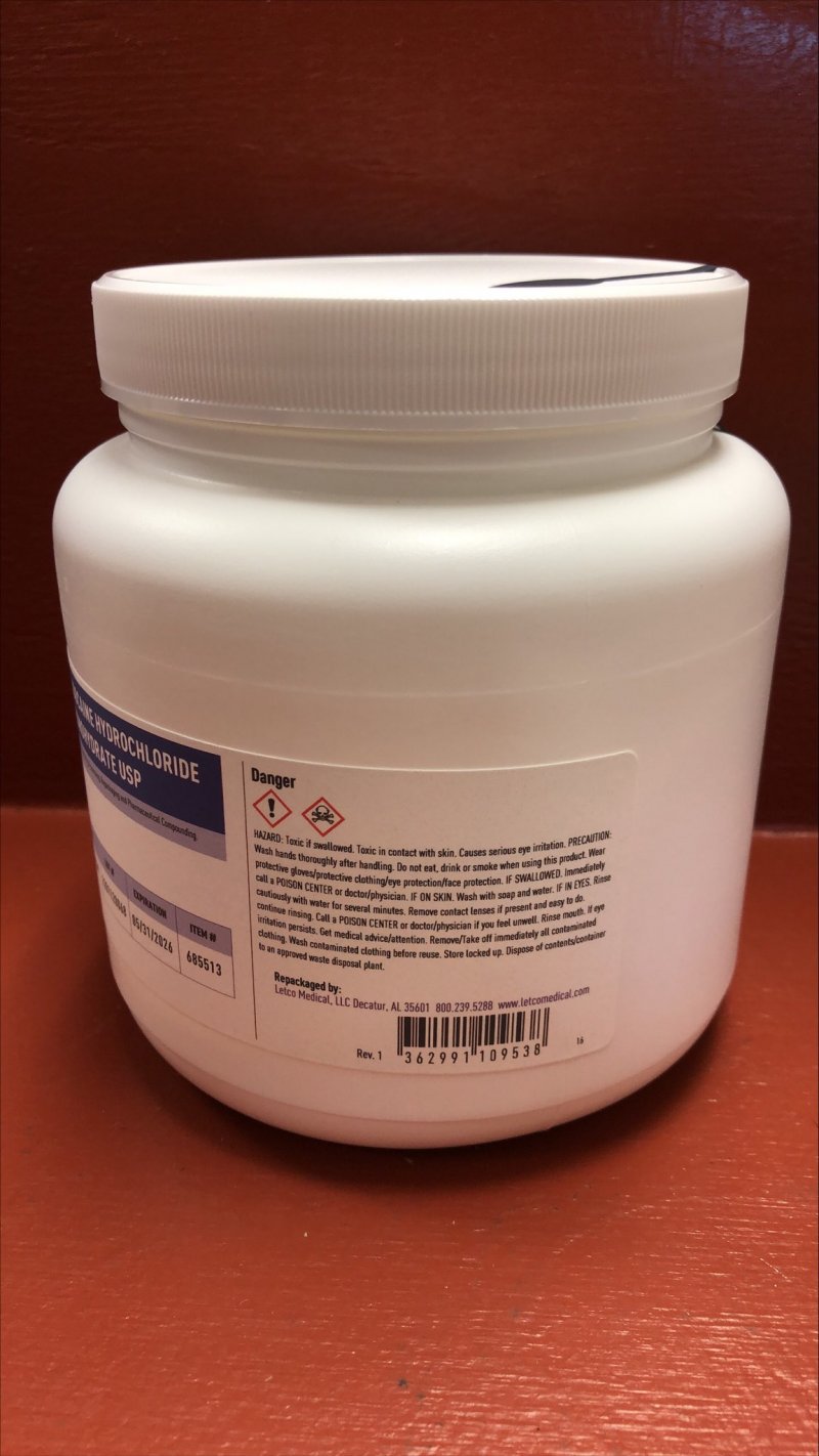 Rx Item-Lidocaine Hcl USP 500gm By Letco Medical
