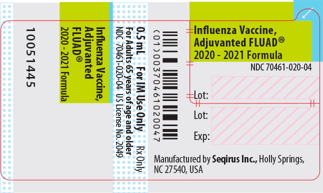 RX ITEM-Fluad Seqirus TIV In Pfs 10/Pk .5Ml Syringe 2020-21 BY SEQUIRIS 65+
