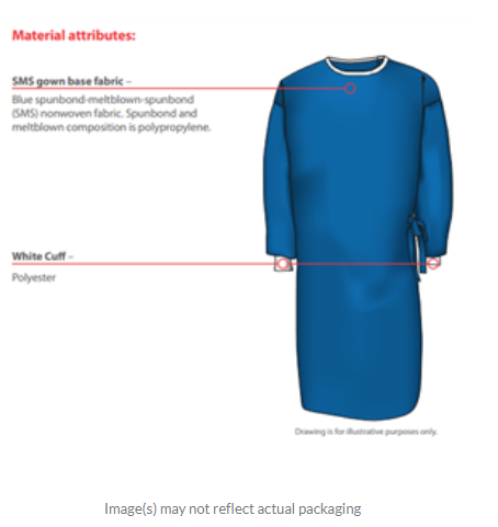Cardinal Health Surgical Gown 9505 with Sleeves Sm/Med one case of