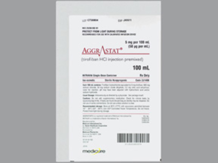 Rx Item-Aggrastat 5mg 50Mcg/m; 100 Ml By Medicure Pharma Tirofiban