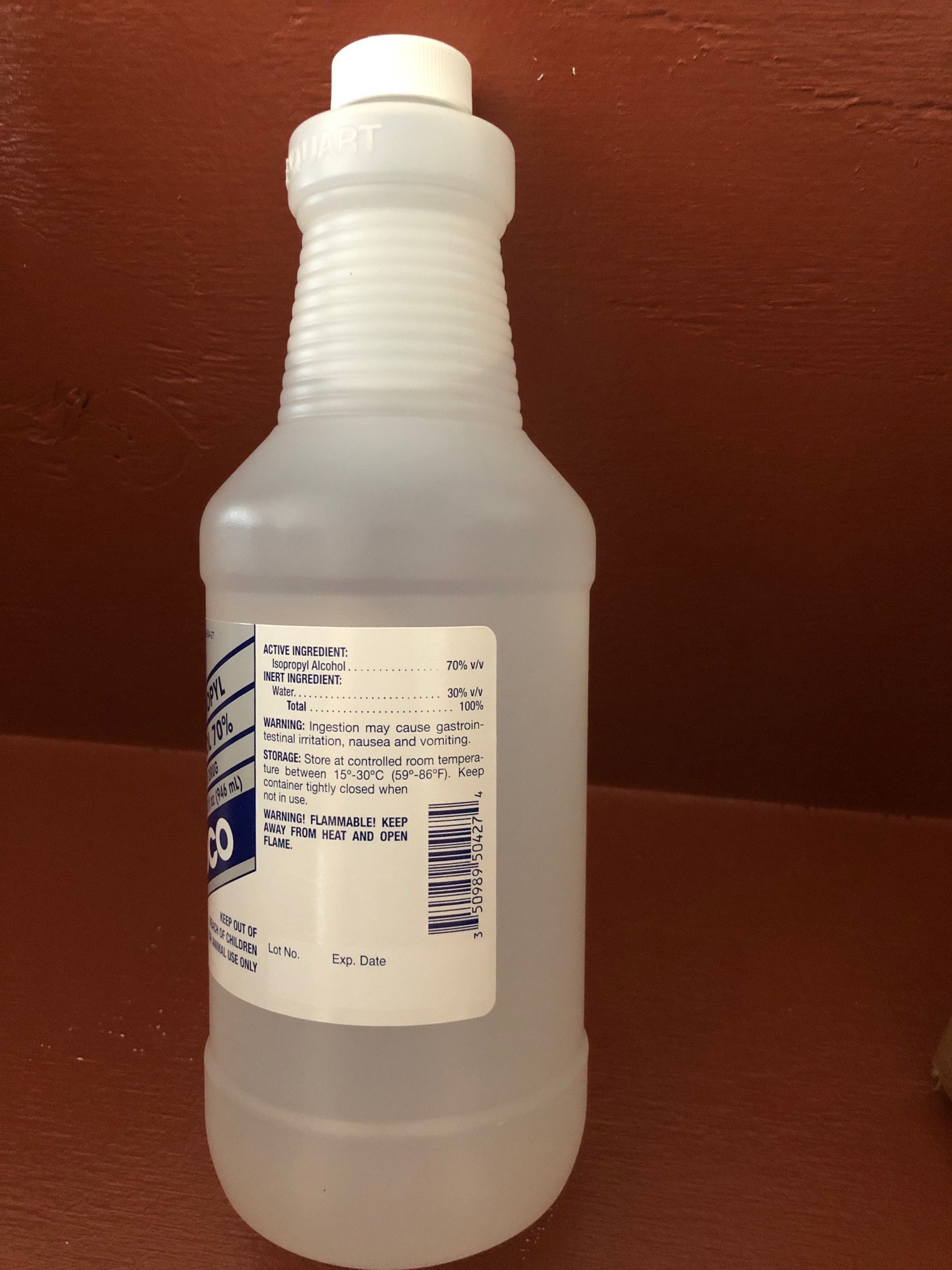 Alcohol Isopropyl 70% Qt By Vedco(Vet) Veterinarian Use 32 oz