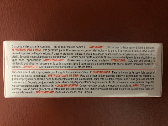 Rx Item-Bioglo Fluorescein sodium 1mg Strips box of 100 by Hub Pharma