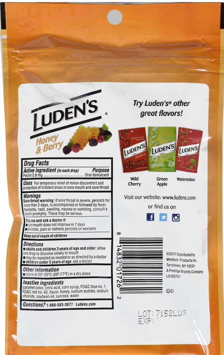 Luden's HONEY BERRY DROPS 25 count by Medtech