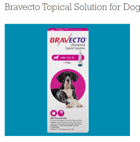 Bravecto Topical Solution for Dogs 88 to 123 Pounds, Pink Label (1 Dose ...