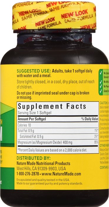 Case of 12-Magnesium 400mg Gelcap 60 Count Nature Made