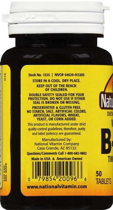 Case of 12-N/B Vit B-100 Tab 50 By National Vitamin Co