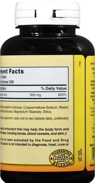 Case of 12-N/B Vit C 500 mg Tab 250 By National Vitamin Co